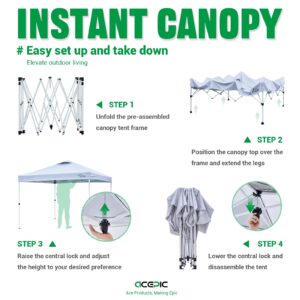 Acepic,10x10 Pop Up Canopy Tent,300D Silver-Coating Top,Pop Up Canopy Tent Instant Portable Shelter with 1-Button Push and Wheel Carry Bag, 8 Stakes and 4 Upgrade Heavy Duty Canopy Weights (White)