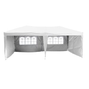 polar aurora 10' x 20' easy pop up canopy party tent outdoor patio wedding party tent folding waterproof w/ 4 removable sidewalls and portable bag - white