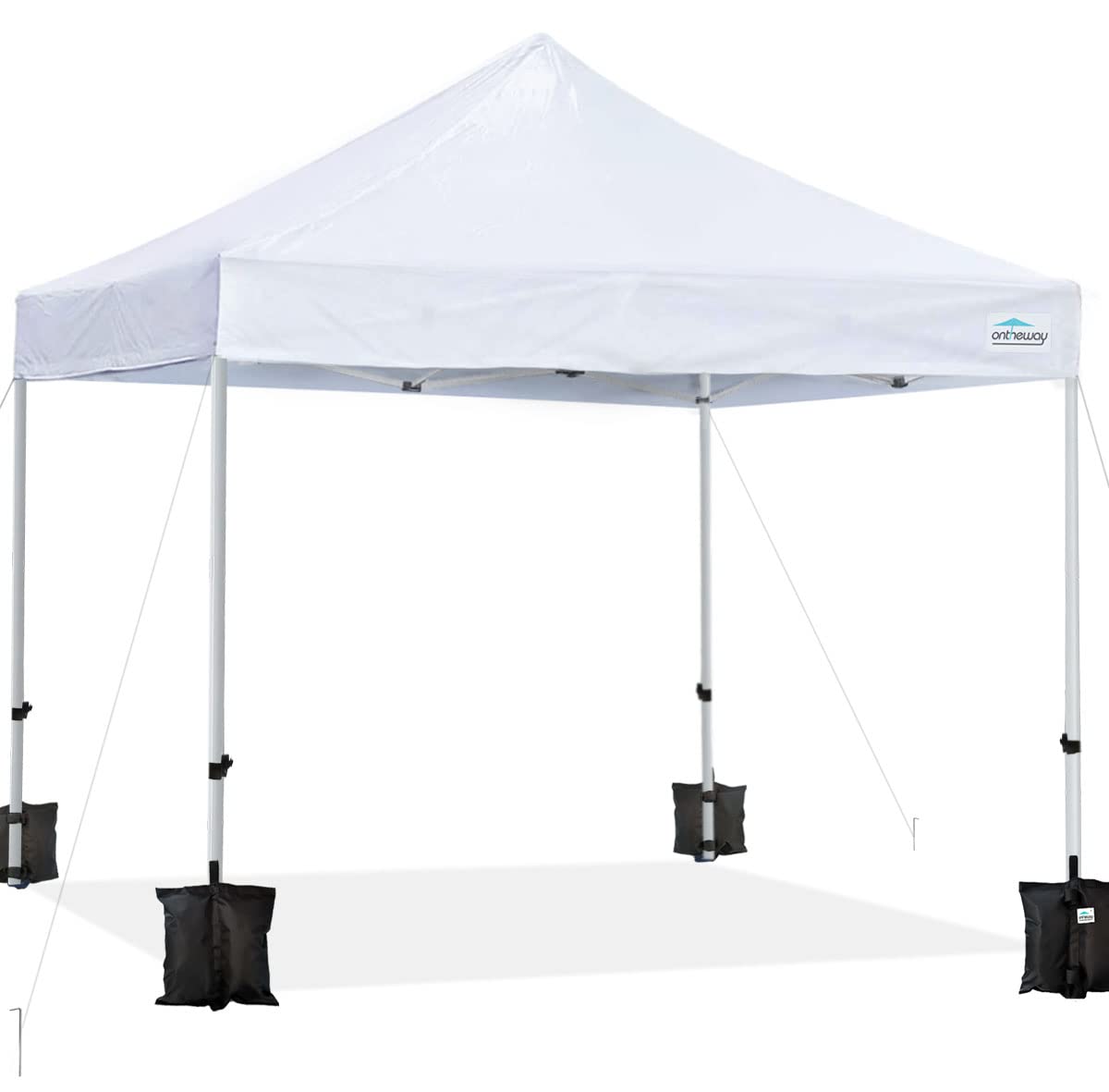 Ontheway 10'x10' Ez Pop-up Canopy Tent Commercial Instant Canopies with Roller Bag and 4 SandBags (White)