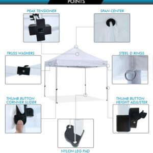 Ontheway 10'x10' Ez Pop-up Canopy Tent Commercial Instant Canopies with Roller Bag and 4 SandBags (White)