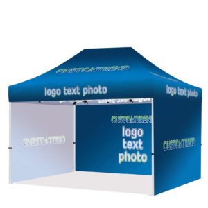 custom tents 10x15 with logo, custom canopy tent 10x15 with logo, personalized pop up tent canopy for tradeshow outdoor events advertising, roller bag included (3 full walls)