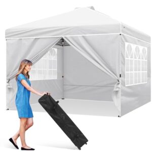 10x10 pop up canopy, instant canopy tent with removable sidewalls and mesh windows for vendor events, outdoor craft show, farmers markets