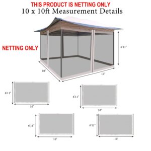 Mosquito Netting with 4 Side Zipper for Universal Outdoor 10x10 Pop Up Canopy Tent,DIY Curtain Style Canopy Screen Walls for Patio Gazebo (Only Mosquito Net,Suit to OUR 12X12 Outdoor Gazebo)