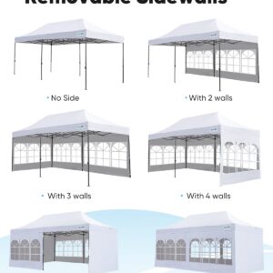 Quictent 10x20 EZ Pop Up Canopy with Sidewall,Heavy Duty Canopy Tent Party Tent for Wedding Outdoor Event,6 Sandbag Included (White)