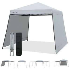 tangkula 10x10 ft pop up canopy with dual awnings, outdoor canopy tent with center lock, 16 stakes, 12 ropes, roller bag, upf50+ easy setup instant canopy with 2 sidewalls for camping, patio, market