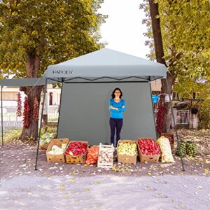 Tangkula 10x10 ft Pop Up Canopy with Dual Awnings, Outdoor Canopy Tent with Center Lock, 16 Stakes, 12 Ropes, Roller Bag, UPF50+ Easy Setup Instant Canopy with 2 Sidewalls for Camping, Patio, Market