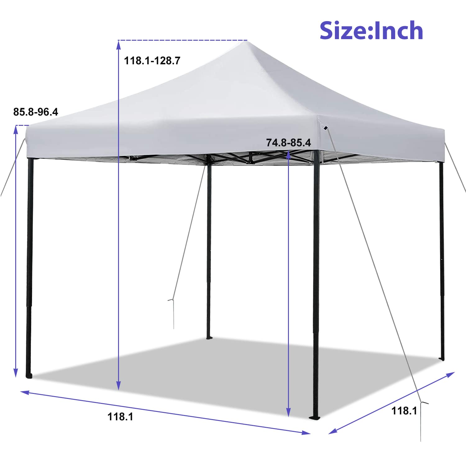 10x10 FT Pop up Canopy Tent, Outdoor Commercial Folding Canopy Tents Big Party Tent with Wheeled Carry Bag, 4 Weight Sand Bag, Stakes and Ropes, for Flea Market Garden Backyard, White