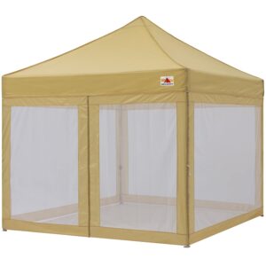 abccanopy 10x10 commercial pop up canopy tent with mesh walls, beige