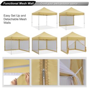 ABCCANOPY 10x10 Commercial Pop up Canopy Tent with Mesh Walls, Beige