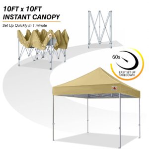 ABCCANOPY 10x10 Commercial Pop up Canopy Tent with Mesh Walls, Beige