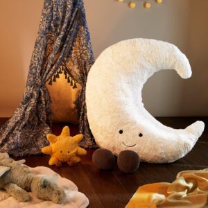 EASELR WeightedPlush 14" Moon Plush Toy Cute Smile Funny Moon Sunshine Stuffed Animals Pillow Moon Shape Soft Plushie for Gifts for Kids Birthday