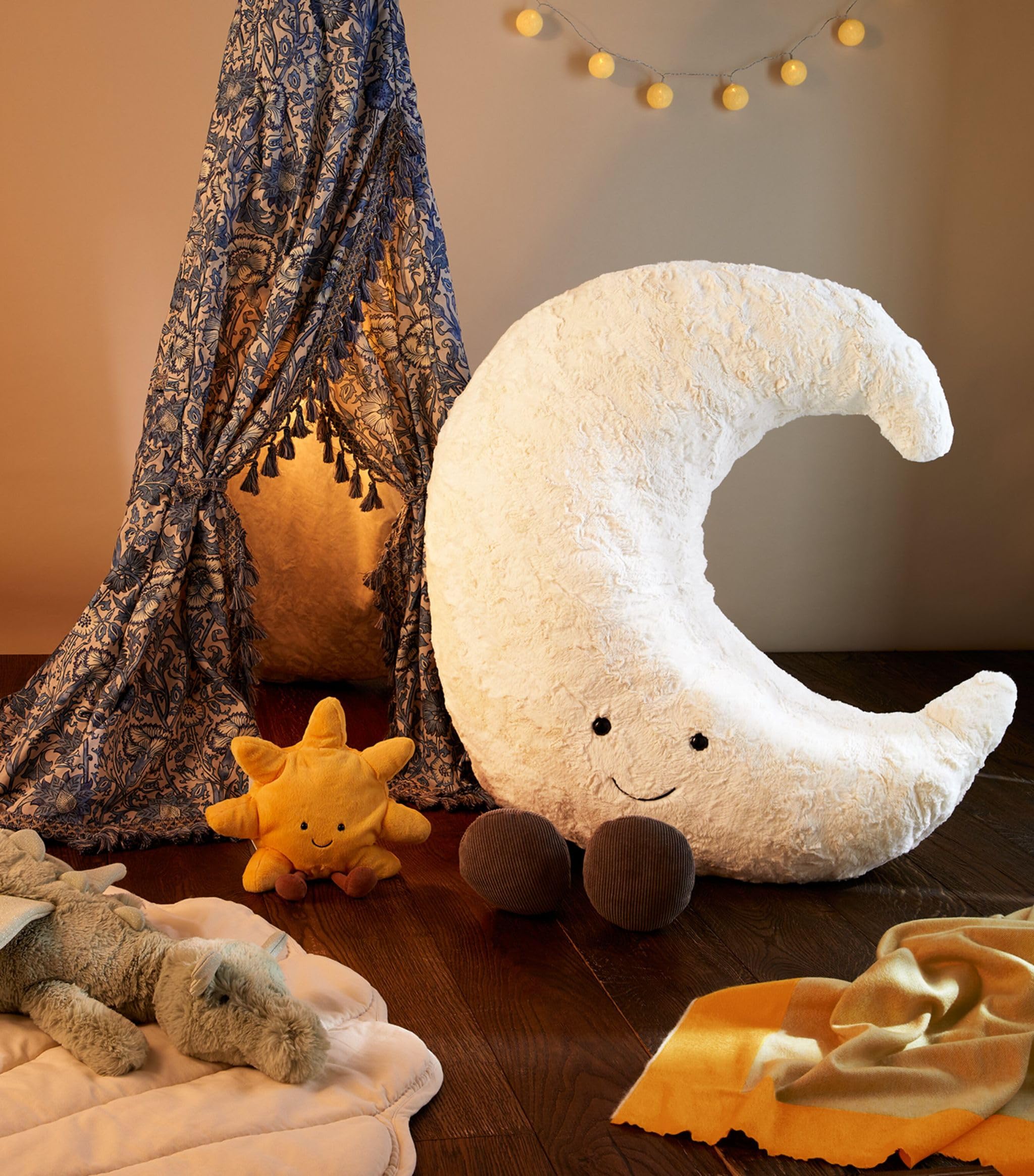 EASELR WeightedPlush 14" Moon Plush Toy Cute Smile Funny Moon Sunshine Stuffed Animals Pillow Moon Shape Soft Plushie for Gifts for Kids Birthday