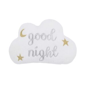 little love by nojo white cloud with gold and silver embroidery "good night" decorative pillow with moon and stars