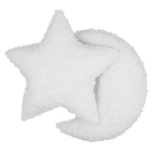 JIKAL Star Moon Throw Pillow Soft Teddy Decorative Cushion for Room Cozy Fluffy Shaped Home Decor Insert Included