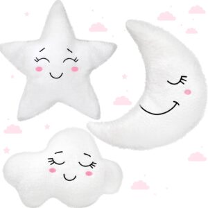 queekay cloud rainbow sun moon star shaped pillow 3 pcs nursery stuffed throw pillows kids cute cushion children soft plush pillow for baby room reading nook decorations gift(moon, star, cloud)