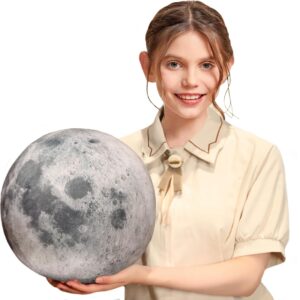 elainren super cute moon plush soft pillow, learning science astronomy space solar system educational stuffed blue planet toys-10.6inch