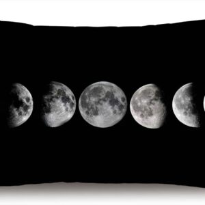 Lumbar Throw Pillow Cover 12x20 Inch Decorative Bedroom Living Room Moon Phases Rectanglar Cushion Case for Bed Sofa Couch