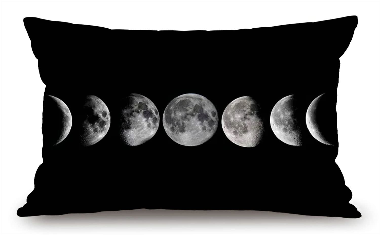 Lumbar Throw Pillow Cover 12x20 Inch Decorative Bedroom Living Room Moon Phases Rectanglar Cushion Case for Bed Sofa Couch