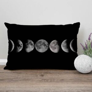 Lumbar Throw Pillow Cover 12x20 Inch Decorative Bedroom Living Room Moon Phases Rectanglar Cushion Case for Bed Sofa Couch