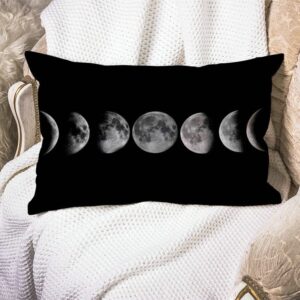 Lumbar Throw Pillow Cover 12x20 Inch Decorative Bedroom Living Room Moon Phases Rectanglar Cushion Case for Bed Sofa Couch