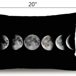 Lumbar Throw Pillow Cover 12x20 Inch Decorative Bedroom Living Room Moon Phases Rectanglar Cushion Case for Bed Sofa Couch