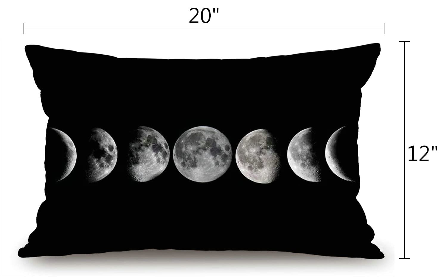 Lumbar Throw Pillow Cover 12x20 Inch Decorative Bedroom Living Room Moon Phases Rectanglar Cushion Case for Bed Sofa Couch