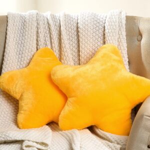 2 pcs 15.7 inch star pillow plush star throw pillow cute pillows aesthetic star throw stuffed cushion decorative toy gift room decor for boys girls bedroom sofa chair (yellow)