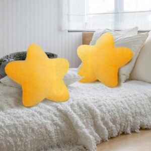 2 Pcs 15.7 Inch Star Pillow Plush Star Throw Pillow Cute Pillows Aesthetic Star Throw Stuffed Cushion Decorative Toy Gift Room Decor for Boys Girls Bedroom Sofa Chair (Yellow)