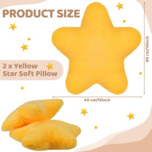 2 Pcs 15.7 Inch Star Pillow Plush Star Throw Pillow Cute Pillows Aesthetic Star Throw Stuffed Cushion Decorative Toy Gift Room Decor for Boys Girls Bedroom Sofa Chair (Yellow)