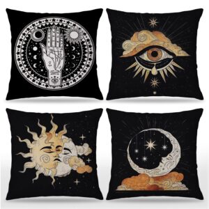 udinaz tarot the sun moon and star palmistry hand mystical 18 x 18 inches throw pillow covers set of 4,bedroom living room girls room home college dorm decor,astrology tarot lovers gifts gifts