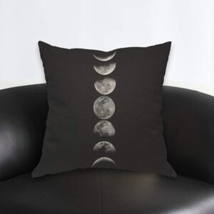 AOYEGO Moon Phases Throw Pillow Cover Lunar Eclipse Dark Night Universe Autumn Astronomy Nature Planet Space Sphere Pillow Case 18x18 Inch Decorative Men Women Room Cushion Cover for Home