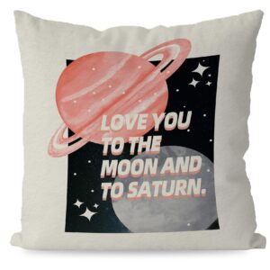 keuspi trendy retro love you to the moon and to saturn universe throw pillow cover,cute dorm throw pillow covers 18×18 inch,trendy dorm room decor,trendy love gifts for women teenage girls