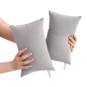 bedsum 2 pack tiny pillows, 11"x7" microfiber mini pillows for travel, pets, soft and machine washable small pillows for neck, wrist, and knee comfort, light grey