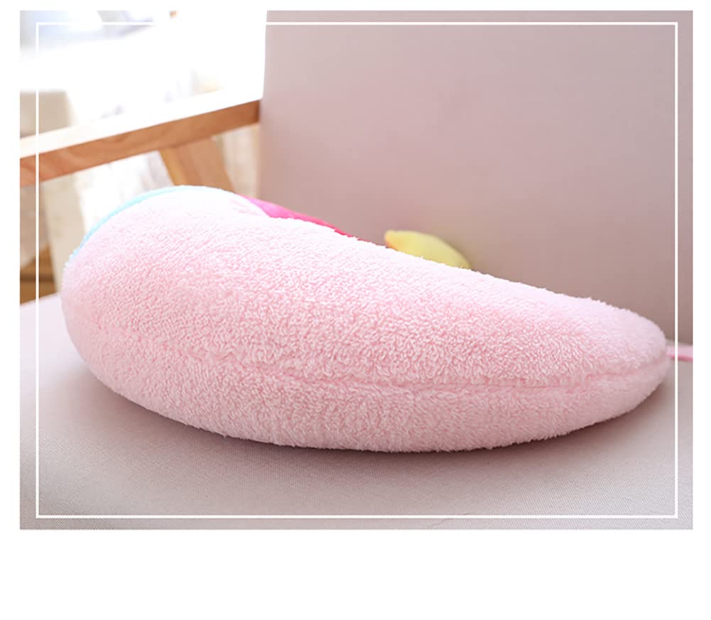 unlockgift Moon Shaped Pillows Plush Star Cloud Water Drops Cute Throw Pillows for Bedroom/Play Room/Nursery Decoration-Pink- Moon