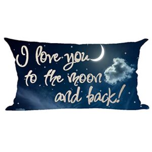 ramirar word art quote i love you to the moon and back sky cloud blue background decorative lumbar throw pillow cover case home living room bed sofa car cotton linen rectangular 12 x 20 inches