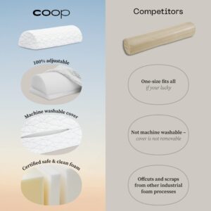 Coop Home Goods The Four Position Adjustable Support Pillow, Half-Moon Form with Insert, Memory Foam Knee Pillow, Leg Pillow, Neck Pillow, Lumbar Pillow - Wedge Pillow for Neck, Back & Pressure Points