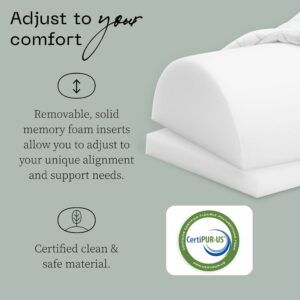 Coop Home Goods The Four Position Adjustable Support Pillow, Half-Moon Form with Insert, Memory Foam Knee Pillow, Leg Pillow, Neck Pillow, Lumbar Pillow - Wedge Pillow for Neck, Back & Pressure Points