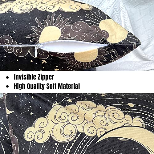 vineland Pack of 2 Throw Pillow Covers Decorative Pillow Cases for Sofa Couch Bed, Sun and Moon,Double-Sided Printing 18x18 Inches