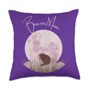 full moon calendar 2024 for november: beaver moon apparel throw pillow