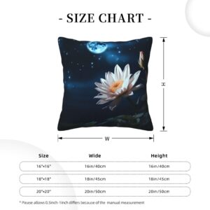 Flower and Moon Print Throw Pillow Cover Corduroy Soft Pillowcase with Hidden Zipper Decorative Cushion Covers for Sofa Living Room Home Decors 16"X16"