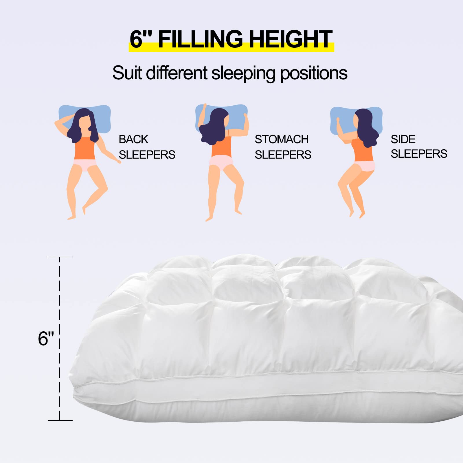 YOUR MOON Soft Pillows Queen Size for Sleeping, Support Bed Pillows, Fluffy Down Alternative Pillow, Luxury Hotel Gel Pillows for Side Sleeping (White)