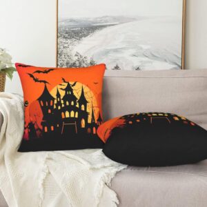 SHIRMDIY Witch Castle Square Throw Pillow Covers 2 Packs, Halloween Moon Night Decorative Couch Pillowcase with Hidden Zipper, 20x20 Inch Double Side Print Throws Cushion Cover for Home Farmhouse