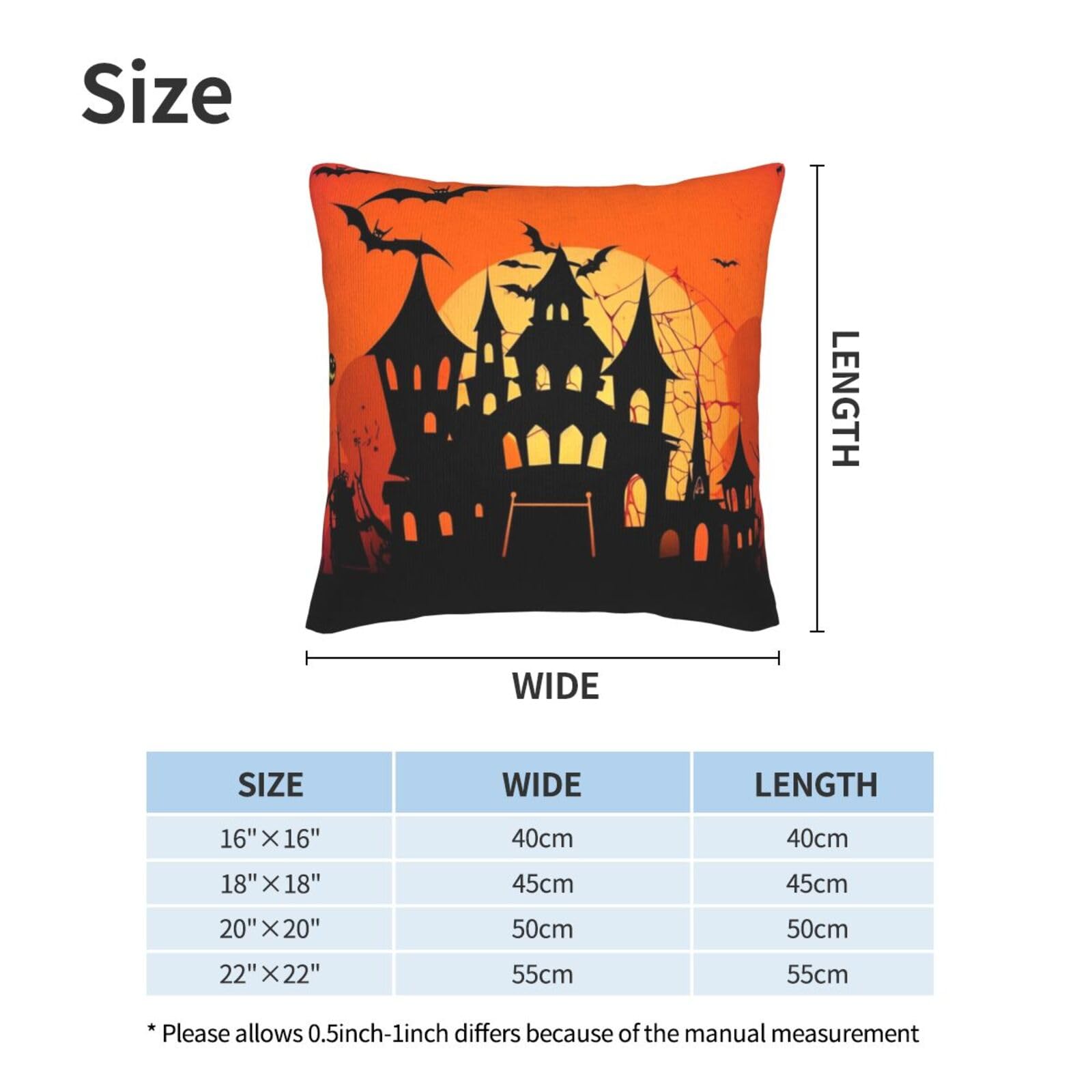 SHIRMDIY Witch Castle Square Throw Pillow Covers 2 Packs, Halloween Moon Night Decorative Couch Pillowcase with Hidden Zipper, 20x20 Inch Double Side Print Throws Cushion Cover for Home Farmhouse