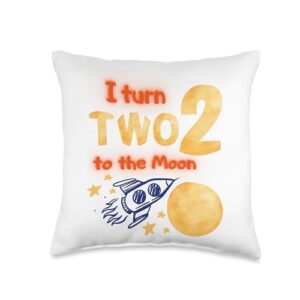 family look cosmos themed party decorations gifts two 2 moon space astronaut spaceman planet 2nd birthday throw pillow, 16x16, multicolor