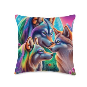 creations with tory apparel wolves howling at the moon throw pillow, 16x16, multicolor