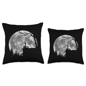 Snake Mom Snake Owner Reptile Animal Lovers Snake Moon Silhouette Funny Lazy Halloween Costume Throw Pillow, 16x16, Multicolor