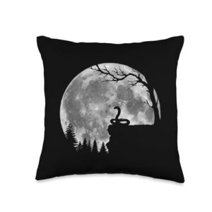 snake mom snake owner reptile animal lovers snake moon silhouette funny lazy halloween costume throw pillow, 16x16, multicolor