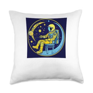 creations and wonders beyond earth and the moon lunar astronaut’s tranquil moonlit moment throw pillow, 18x18, multicolor