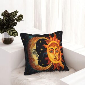 deaokluy 18"x18" Sun Moon and Stars Square Leather Throw Pillow Covers Decorative Holiday Pillow Case for Home Bedroom Couch Sofa Decoration