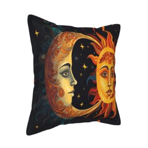 deaokluy 18"x18" Sun Moon and Stars Square Leather Throw Pillow Covers Decorative Holiday Pillow Case for Home Bedroom Couch Sofa Decoration